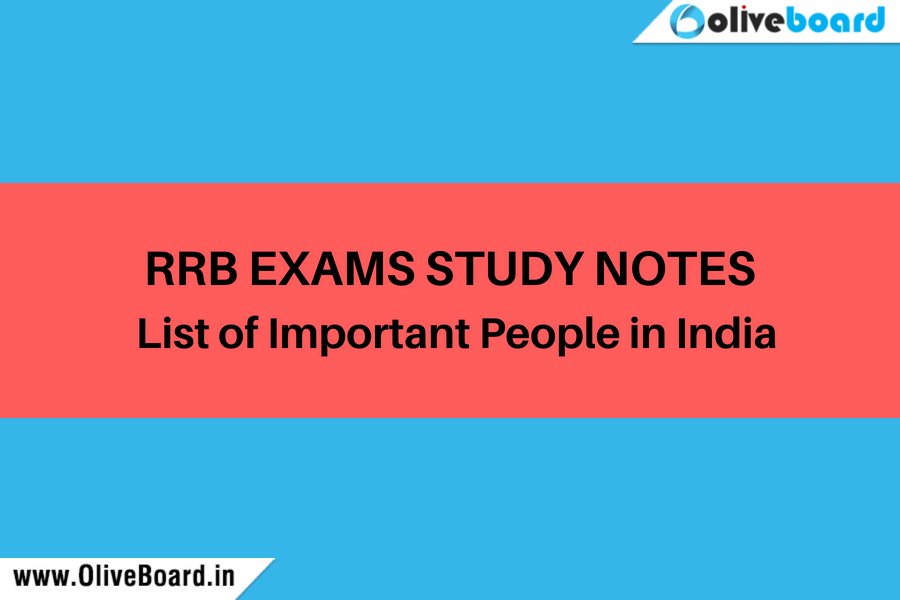 RRB NTPC Exam Study notes: List of Important People in India